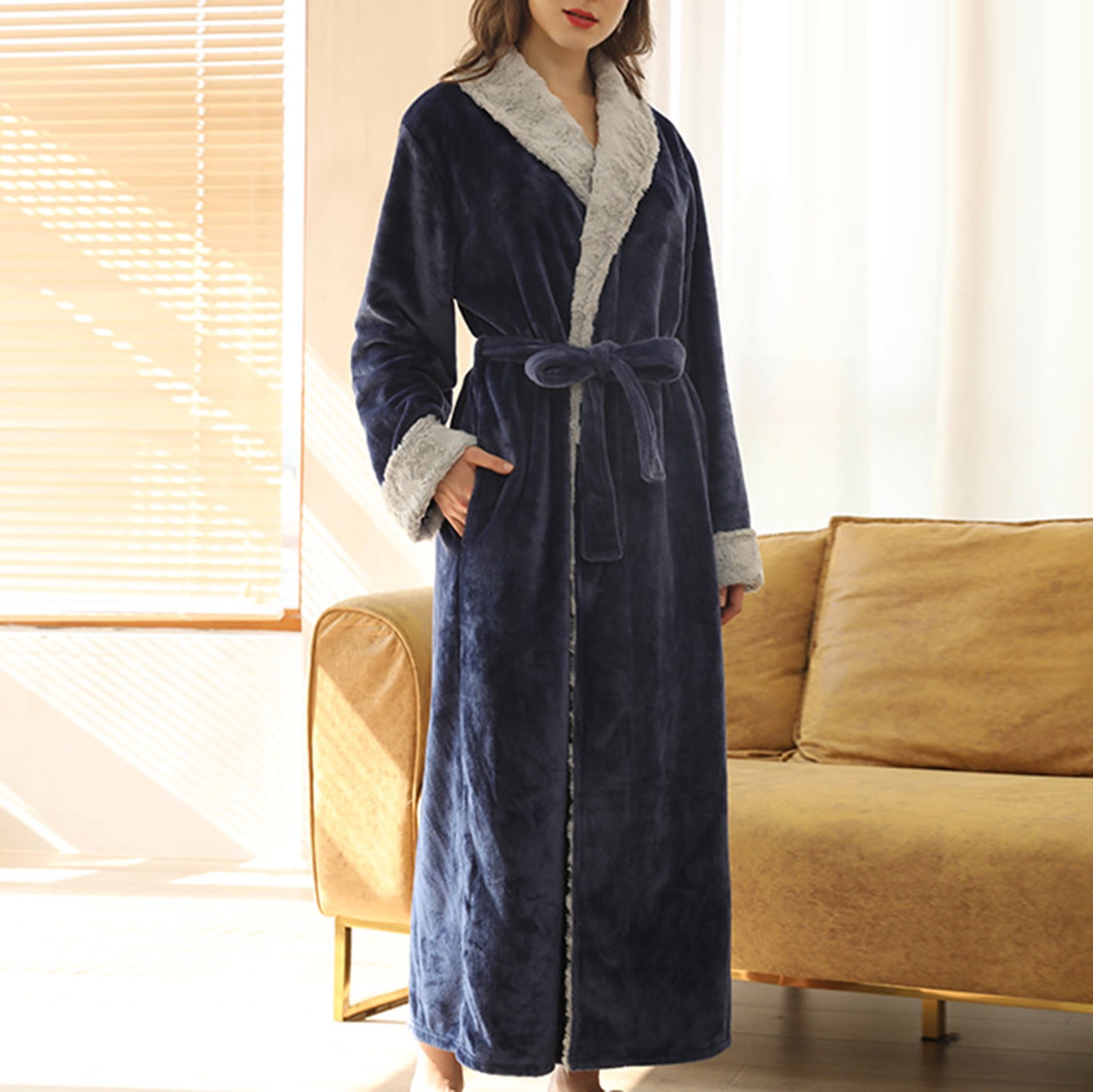 SELONE Womens Plus Size Robe Pajamas Winter Warm Nightgown Couple Bath Men Fall Winter Nightgown ...