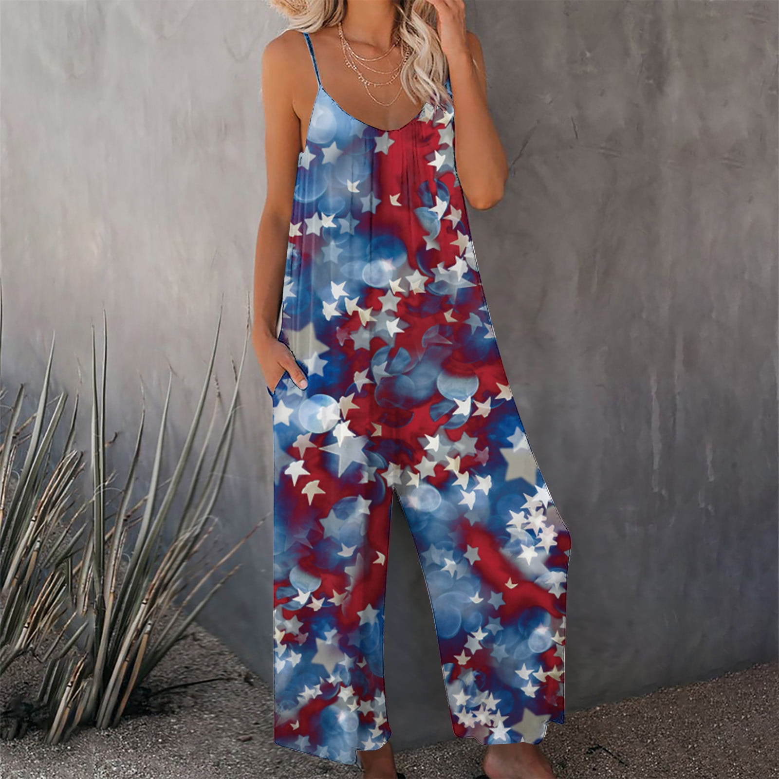 SELONE Womens Sun Dress Celebrate Patriotic Sleeveless V Neck Mini USA ...