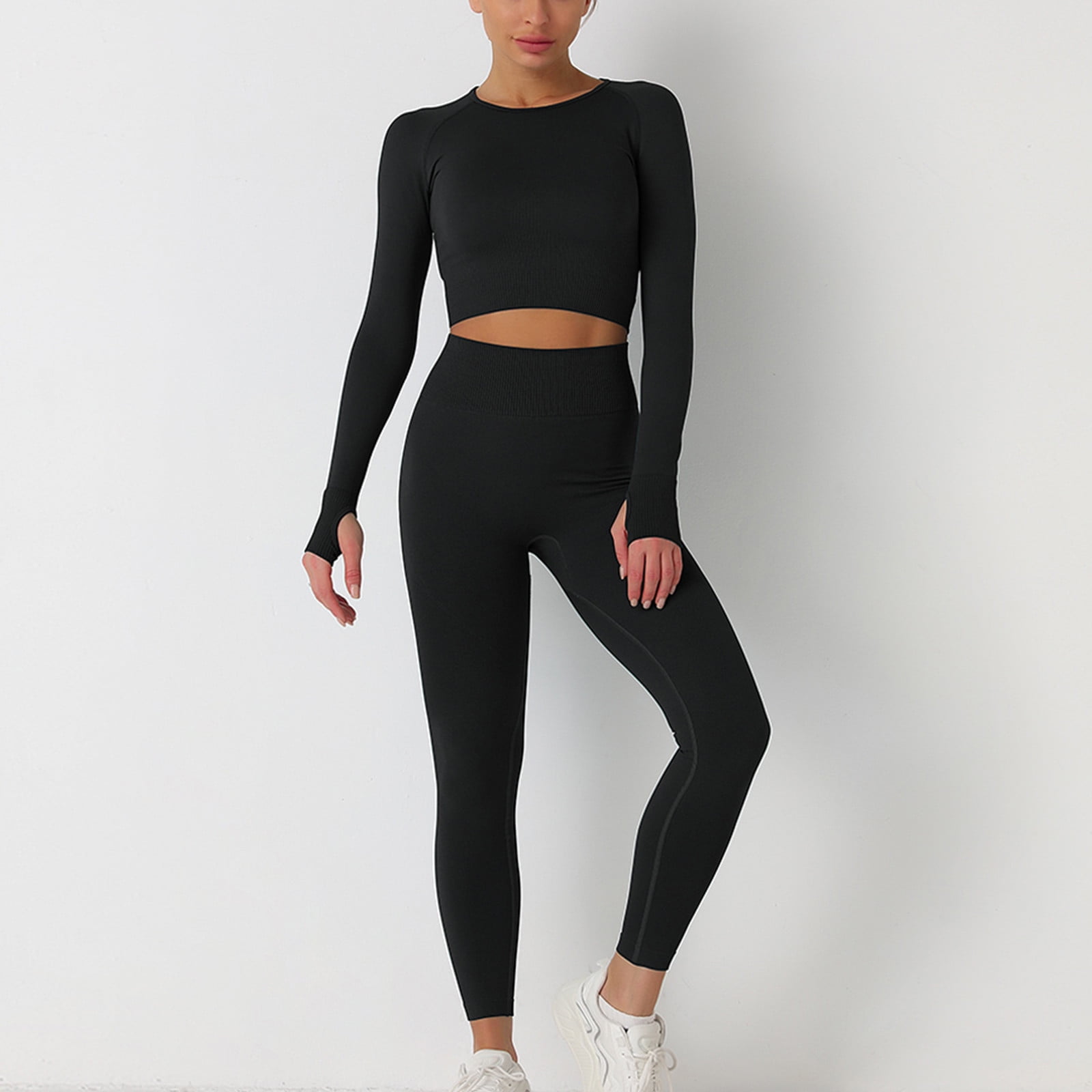 SELONE Workout Outfits for Women 2 Piece Sweat Sets Active Solid ...