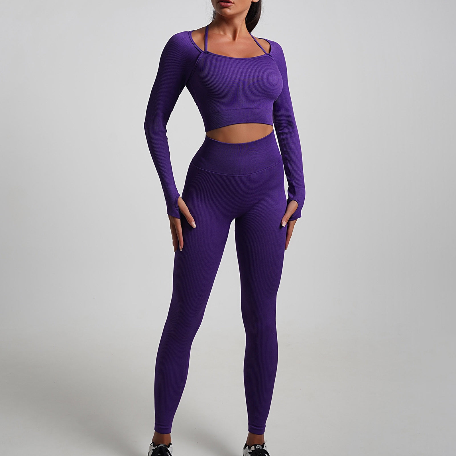 SELONE Workout Sets for Women Two Piece Active Solid Outfits Leggings ...