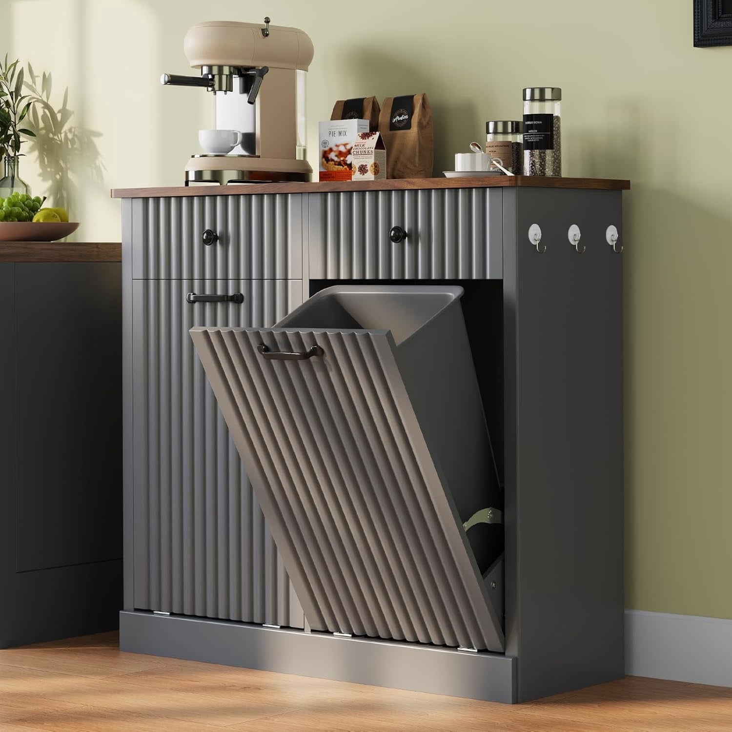 SELOOYE Double Tilt Out Trash Can Cabinet Hidden Kitchen Trash Can, 20 ...