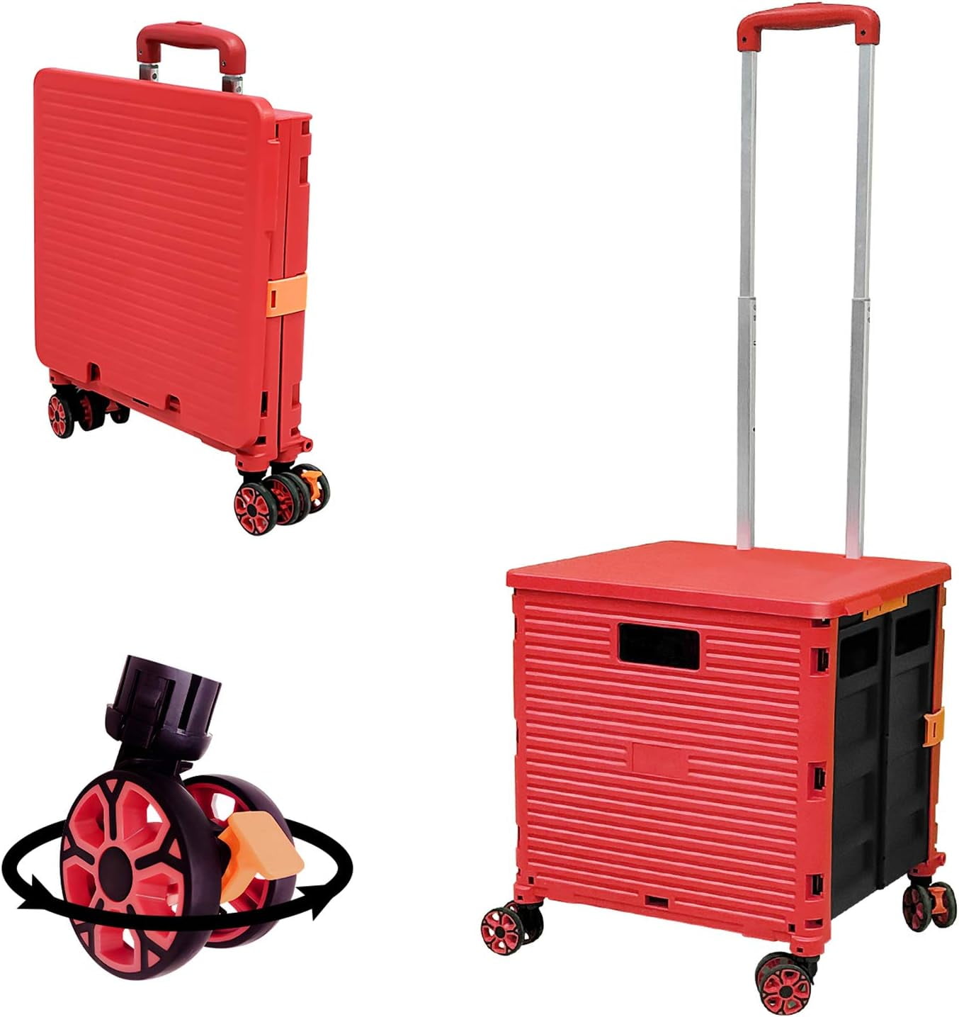 SELORSS Foldable Utility Cart, Folding Portable Rolling Crate Handcart ...