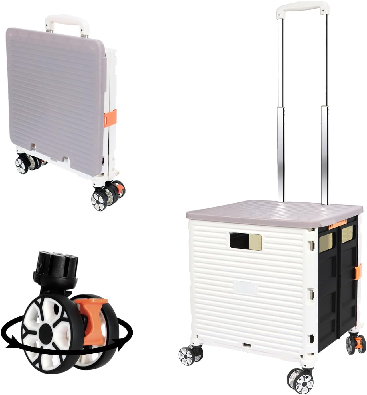 SELORSS Foldable Utility Cart Folding Portable Rolling Crate Handcart ...