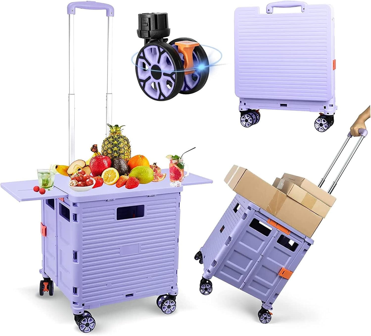 SELORSS Folding Utility Cart Portable Rolling Crate Handcart with ...