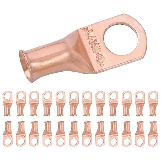 SELTERM 25pcs 4 AWG 3/8" Stud (Wide Pad) Battery Lugs, Ring Terminals ...