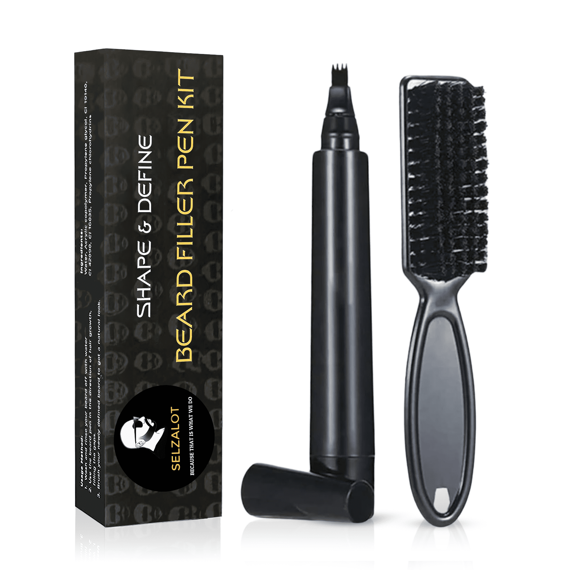 SELZALOT Beard Filler Pen kit Shape & Define Black Waterproof Pen Kit ...