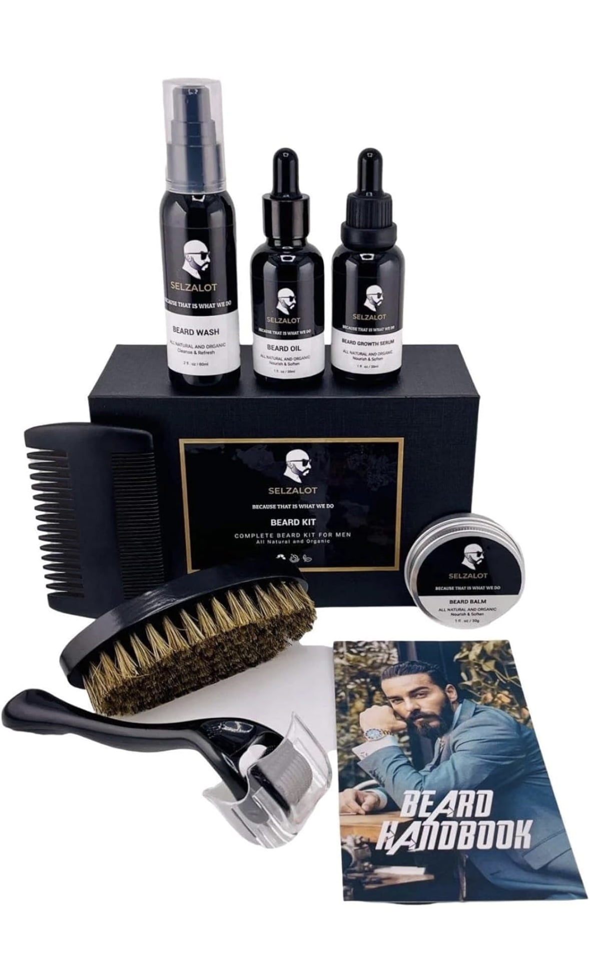 SELZALOT Complete Beard Care Kit for Men - 7 Pieces Premium Beard Set ...