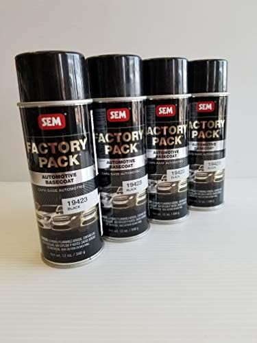 SEM 19423 Factory Pack-GM WA8555 BLACK-12 oz. Aerosol Pack of (4) Automotive Exterior Base ...