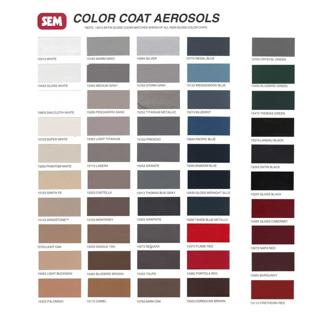 SEM Color Coat - Color Card Chart for Plastic & Vinyl Flexible Coatings ...