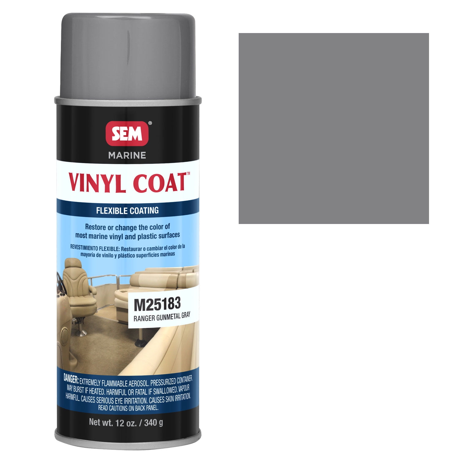 SEM Marine Vinyl & Plastic Coating RANGER GUNMETAL GREY Aerosol 12 oz ...