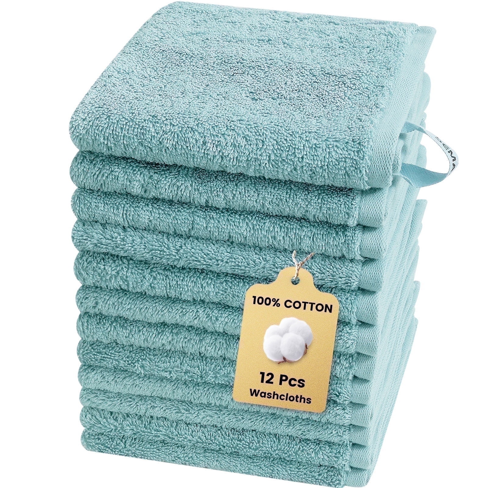 SEMAXE Washcloths 12-Pack 13x13 Inch: 100% Organic Cotton Face Towels | Ultra Soft, Quick-Dry ...