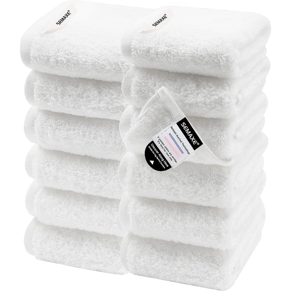 SEMAXE 12 Piece Hand Towels Set, 100% Organic Cotton Facecloths for ...