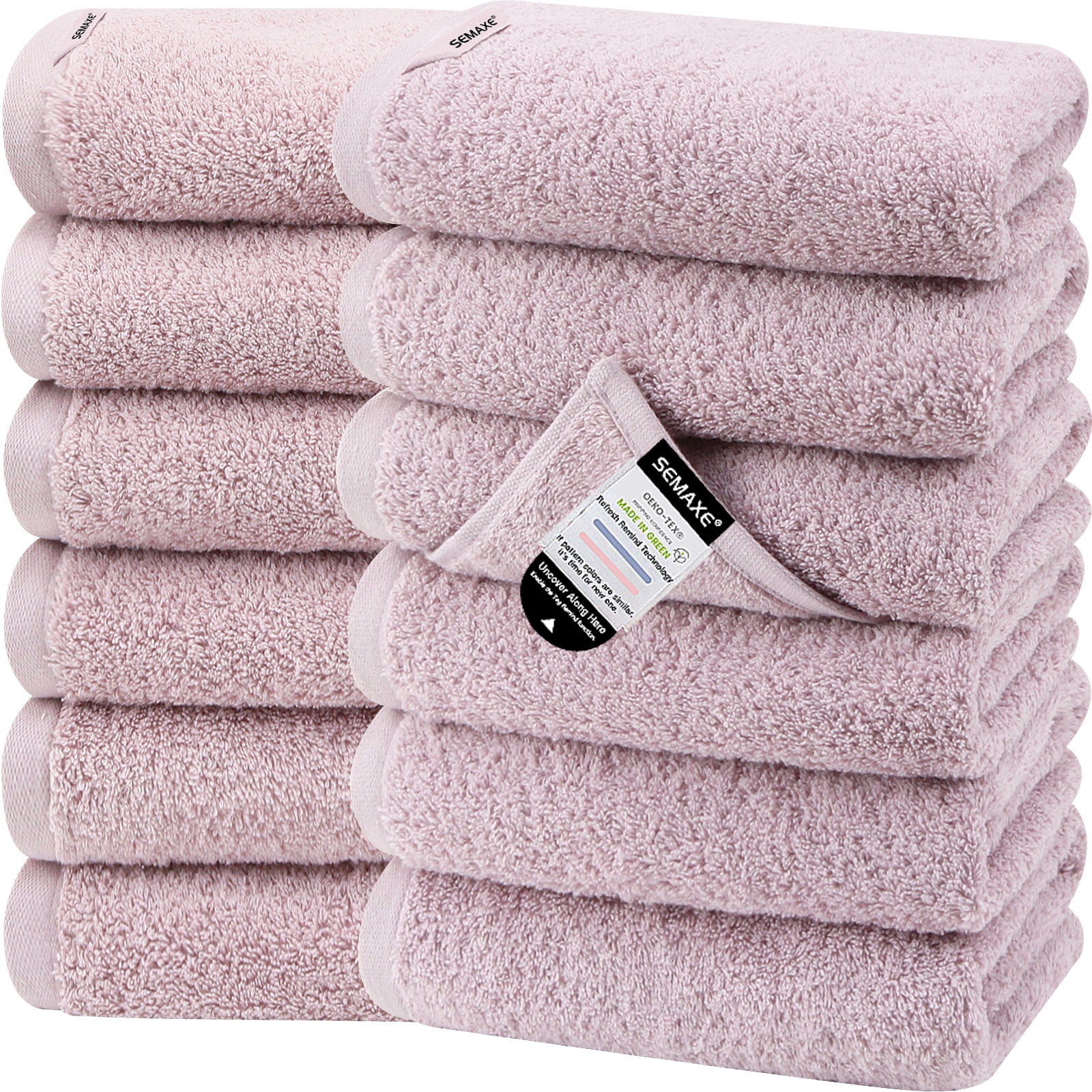SEMAXE 12 Piece Hand Towels Set, 100% Organic Cotton Facecloths for ...