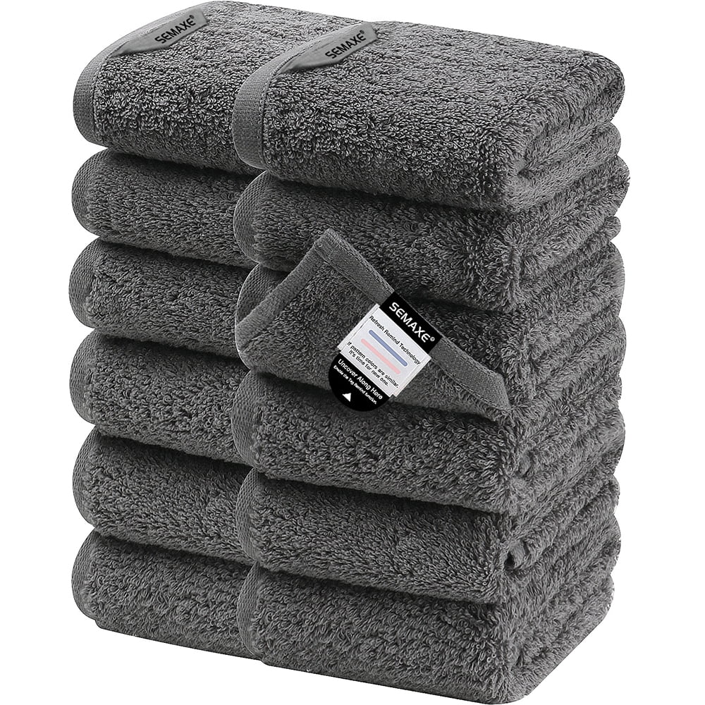 SEMAXE 12 Piece Hand Towels Set, 100% Organic Cotton Facecloths for ...