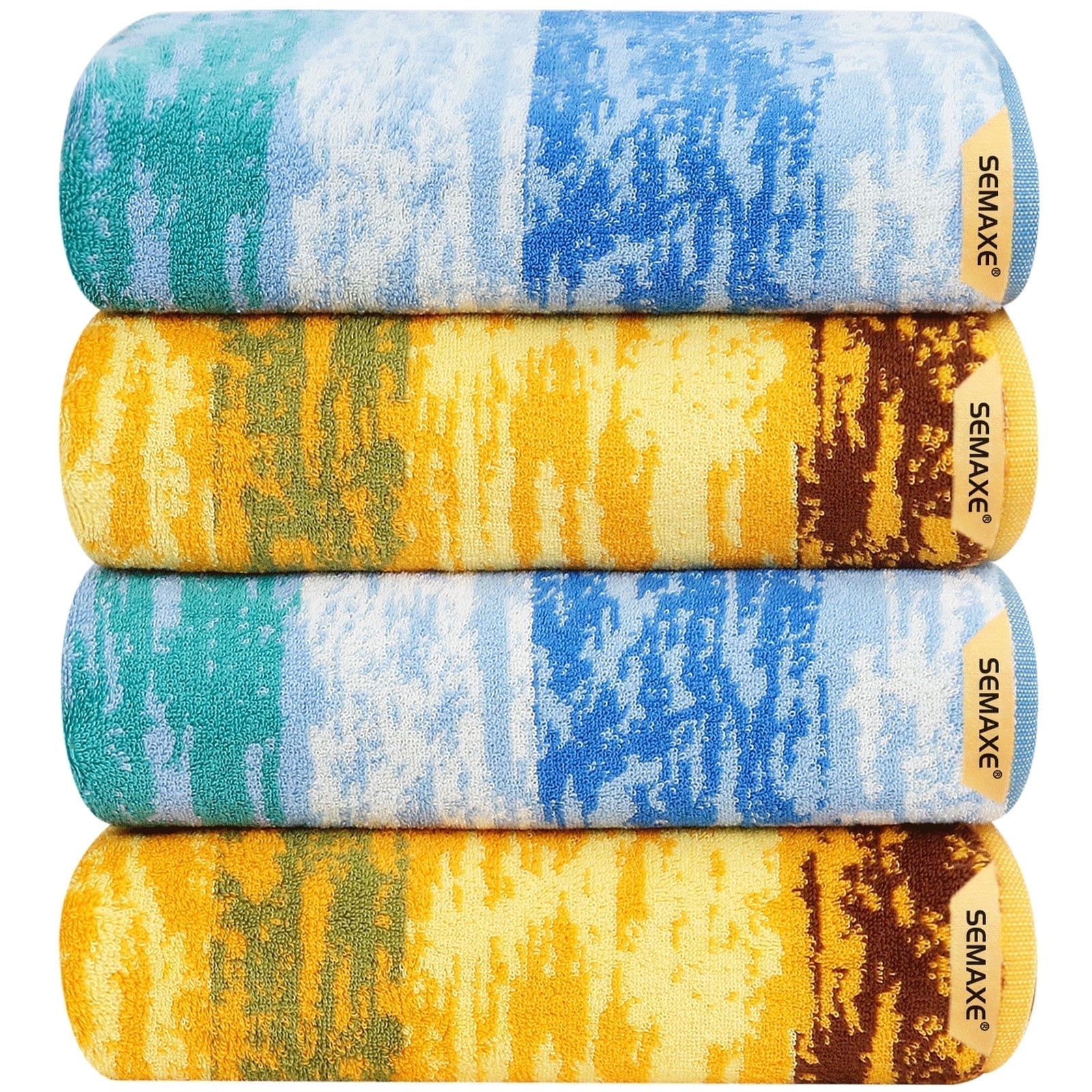 SEMAXE Bath Towels 4-Pack 28x55" - Ultra Soft & Super Absorbent Organic ...