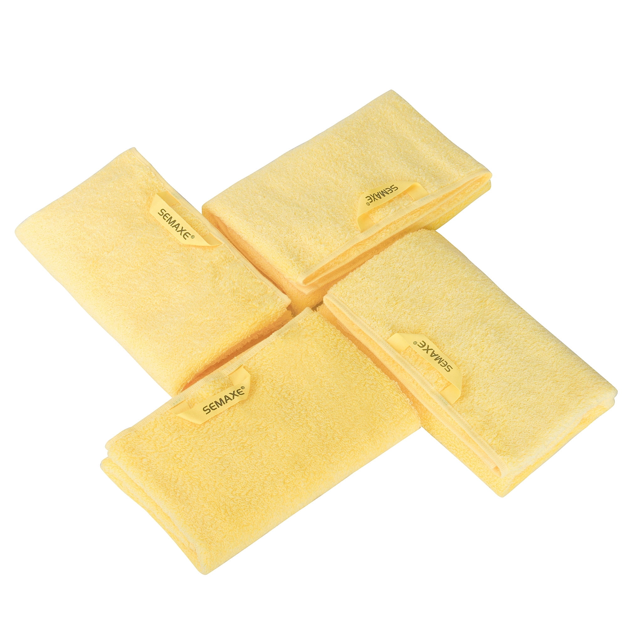 SEMAXE Hand Towel Set, 4 Pieces, 600 GSM Purcotton, Yellow, Absorbent ...