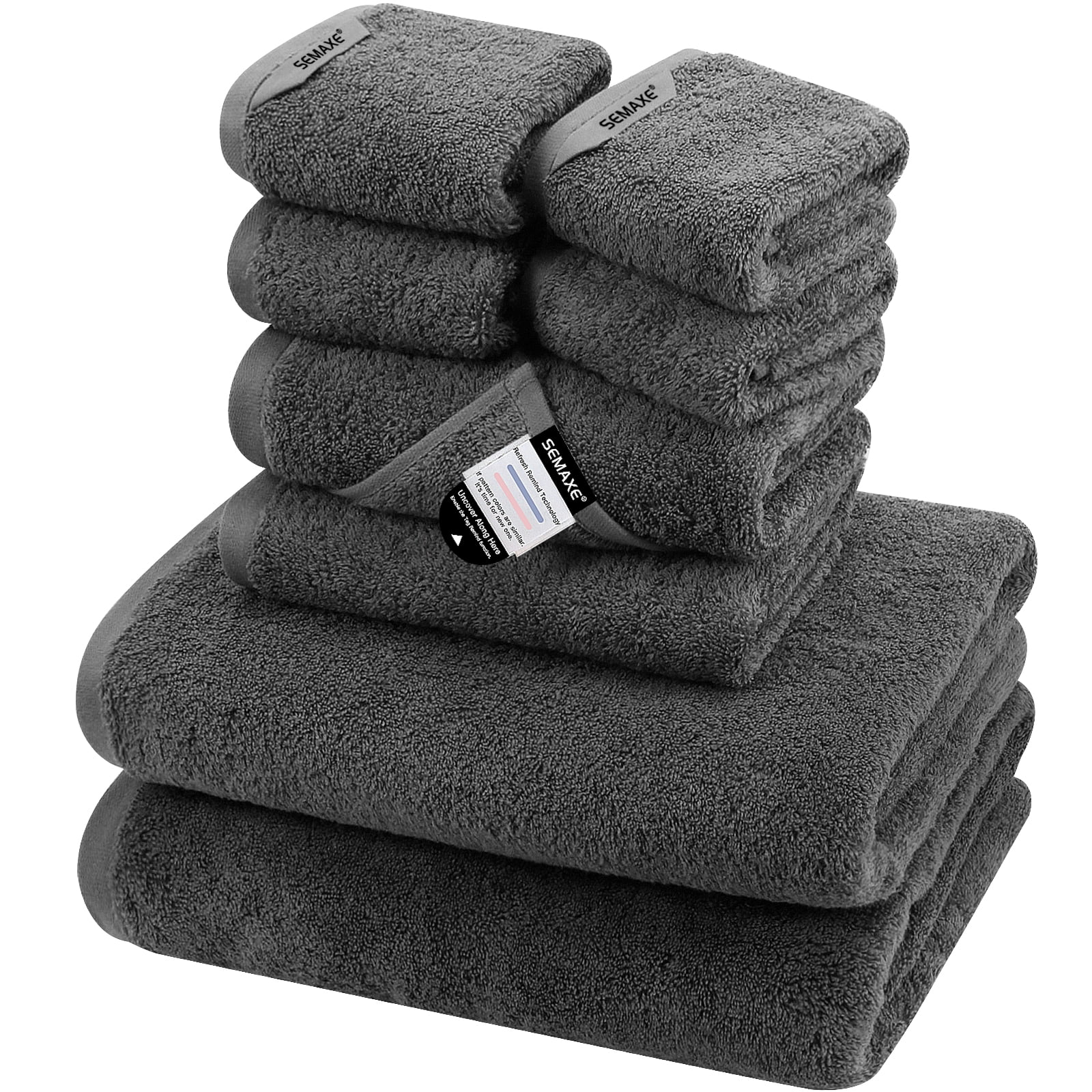SEMAXE Bath Towels Set for Bathroom, 8 Piece Combed Cotton Towel Set ...