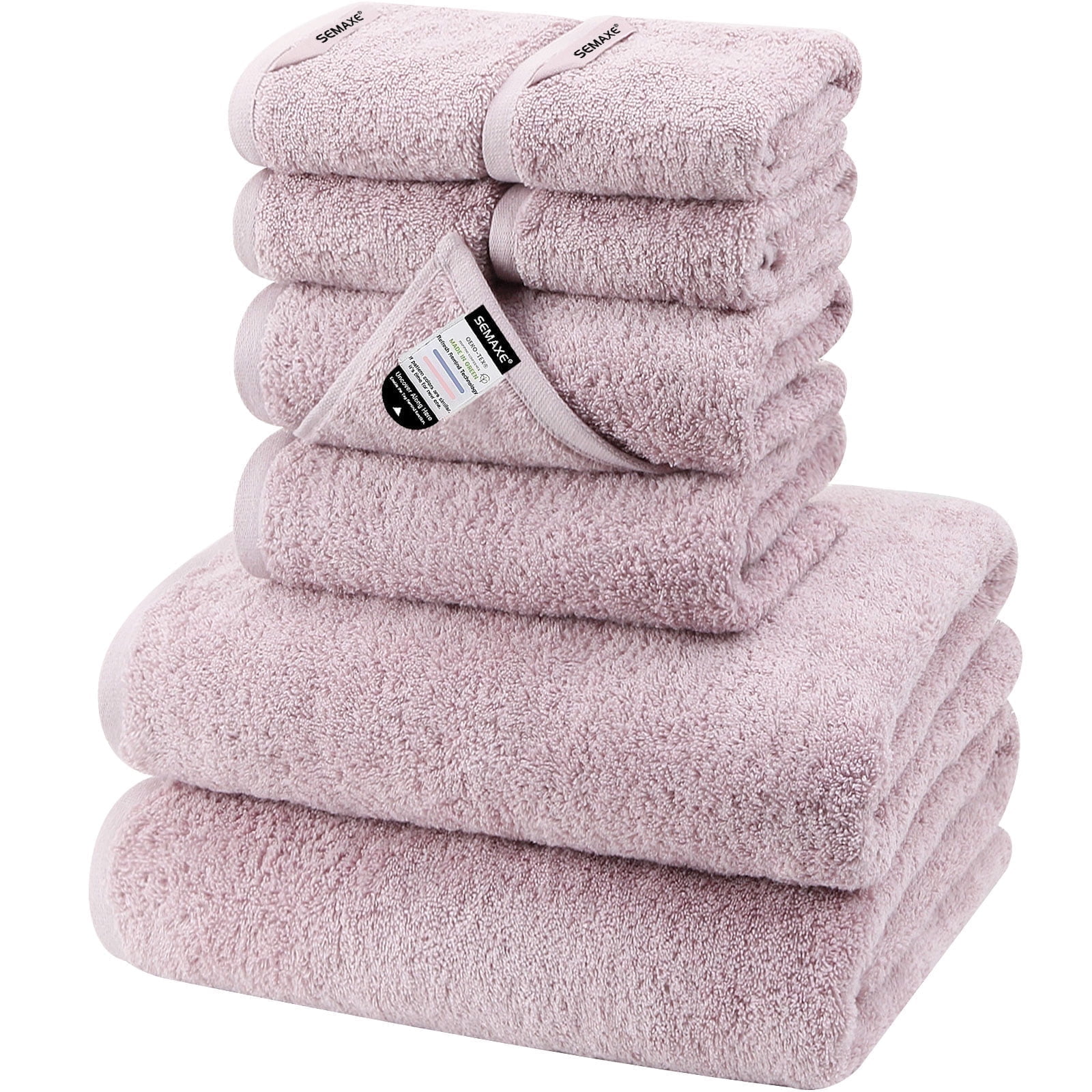 SEMAXE Luxury Cotton Bath Towel Set: 8-Piece (2 Bath Sheets 28x55" + 2 ...
