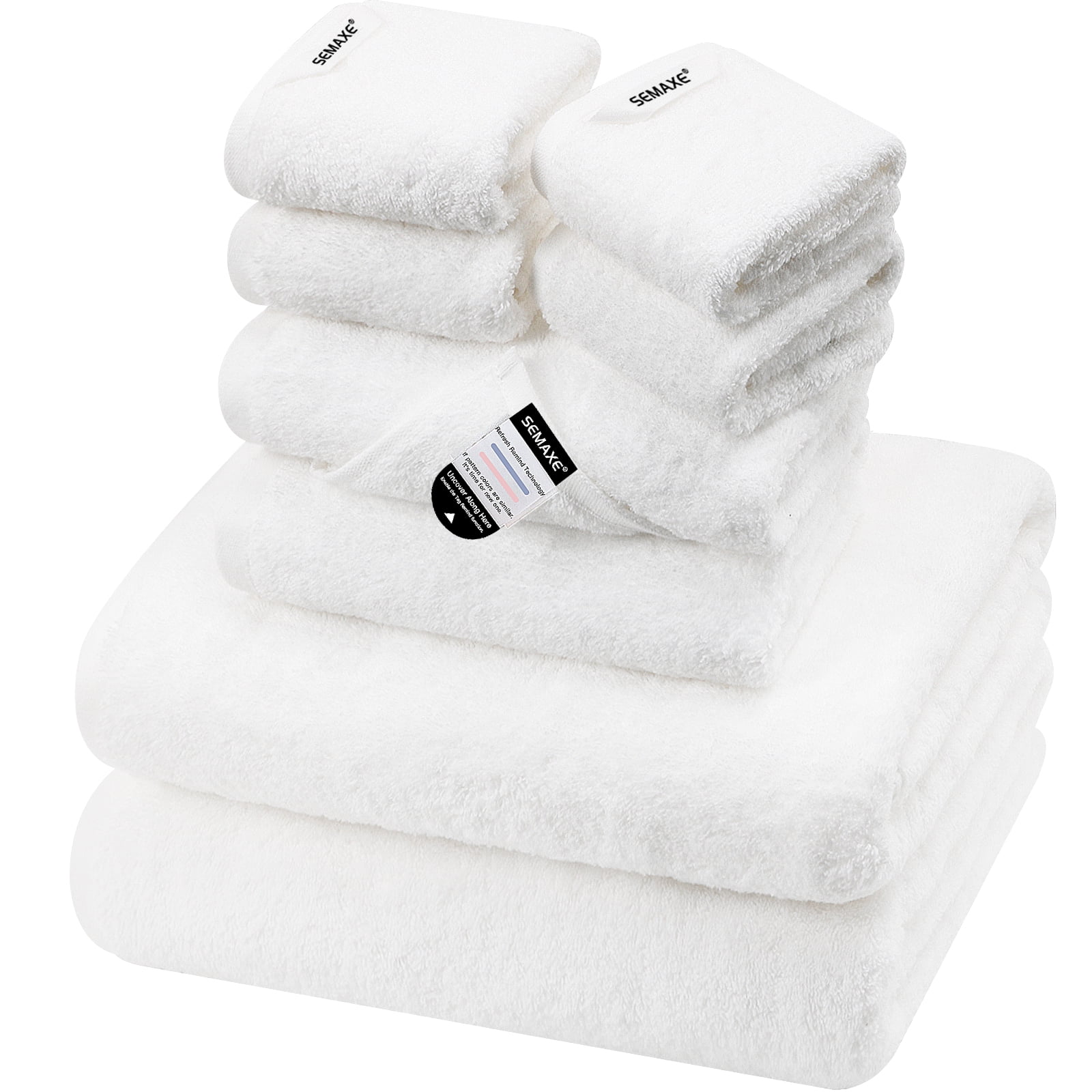 SEMAXE Bath Towels Set for Bathroom, 8 Piece Combed Cotton Towel Set ...