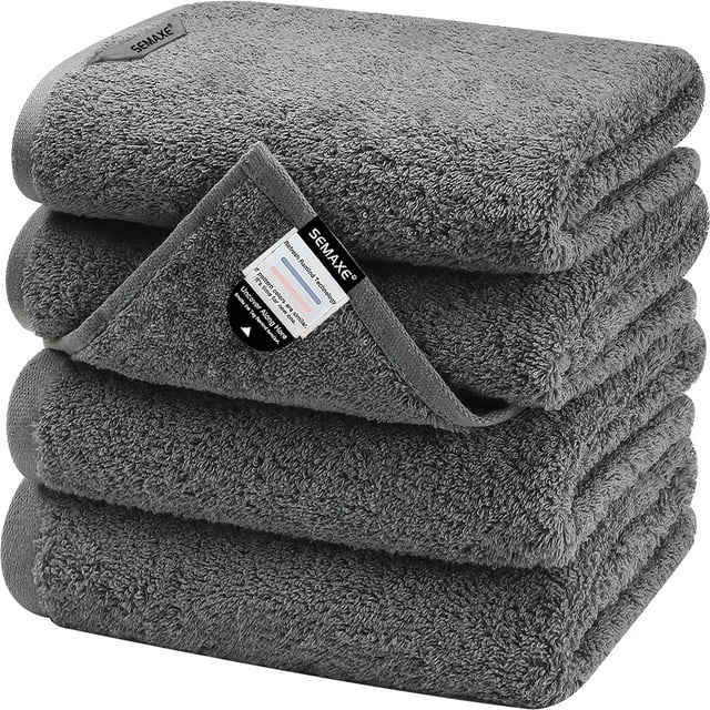 SEMAXE Gray Cotton Hand Towel Set With Bio Label Which Can "Remind to ...