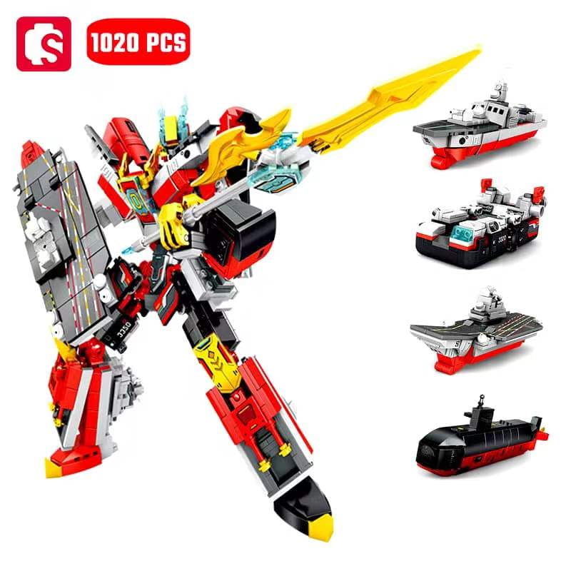 SEMBO 4IN1 Combined Transforming Mecha Robot Building Blocks Kits MOC ...