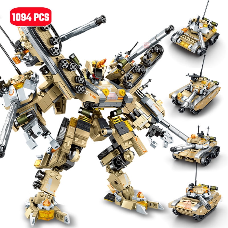 SEMBO 4IN1 Combined Transforming Mecha Robot Building Blocks Kits MOC ...