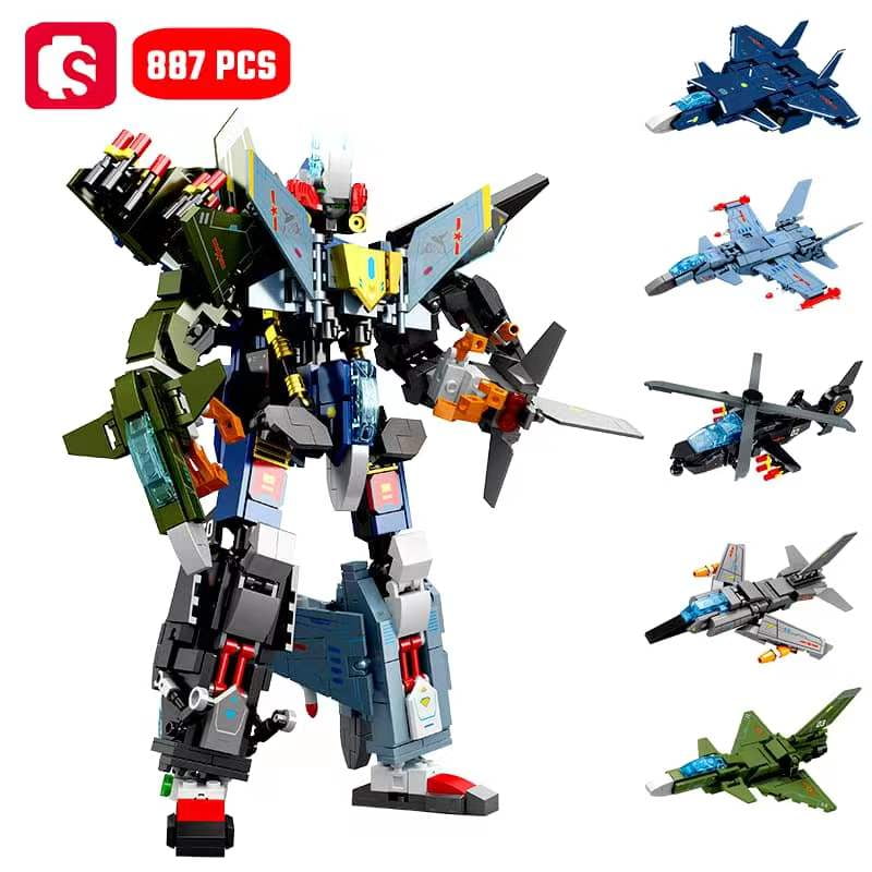 SEMBO 4IN1 Combined Transforming Mecha Robot Building Blocks Kits MOC ...