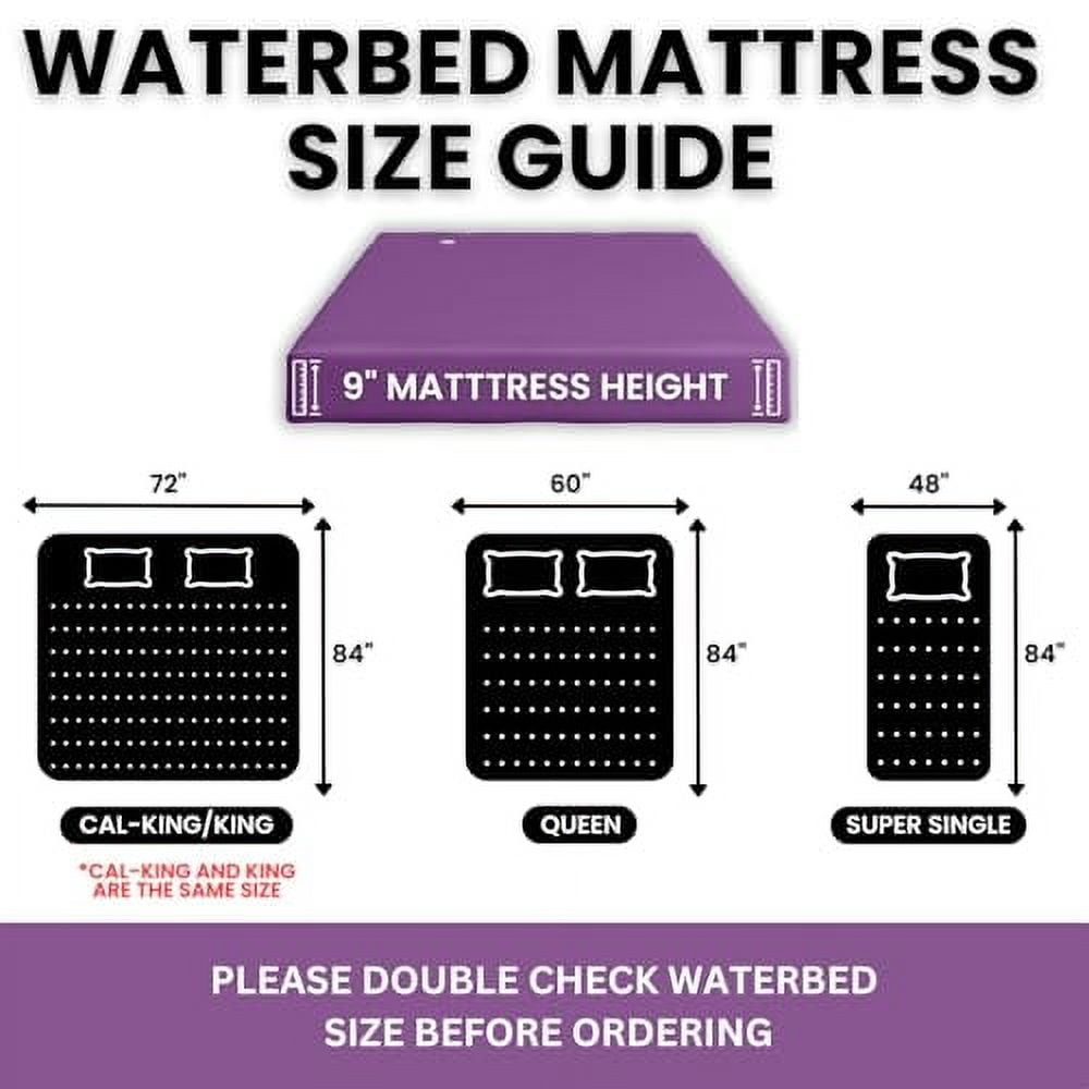SEMI-WAVELESS 30%, Queen Size Waterbed Mattress Bundle, Includes Fill ...