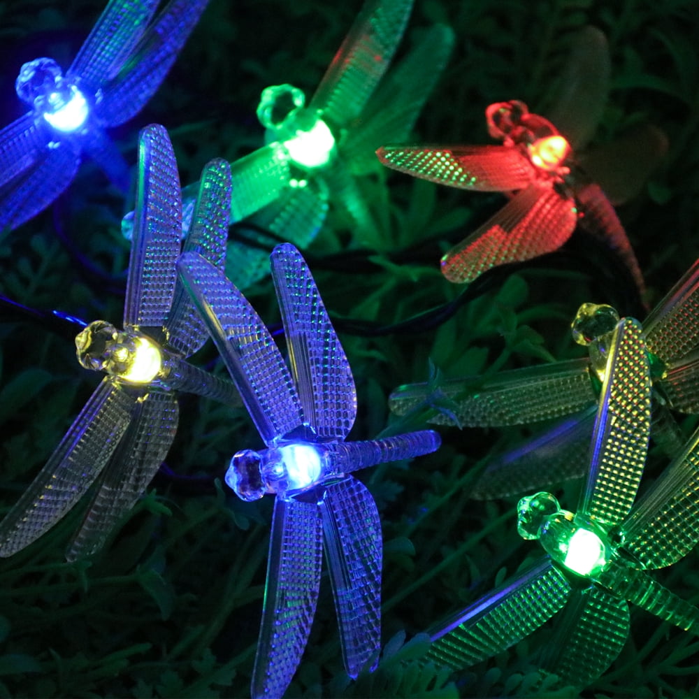 SEMILITS Solar String Light 22Ft 30 LED Crystal Dragonfly Light ...