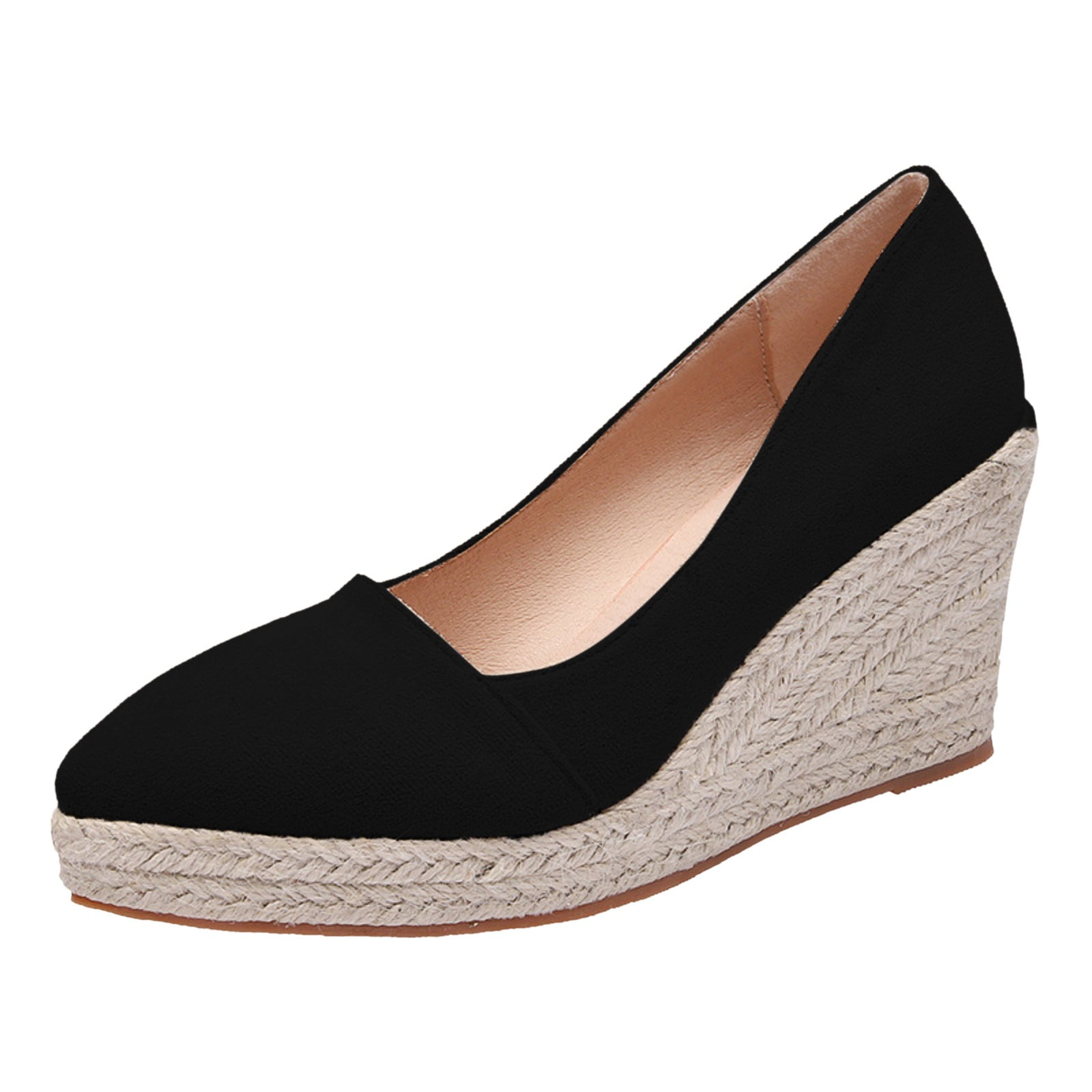 SEMIMAY Fashion Toe Slip On Espadrilles Casual Shoes Woman Canvas ...