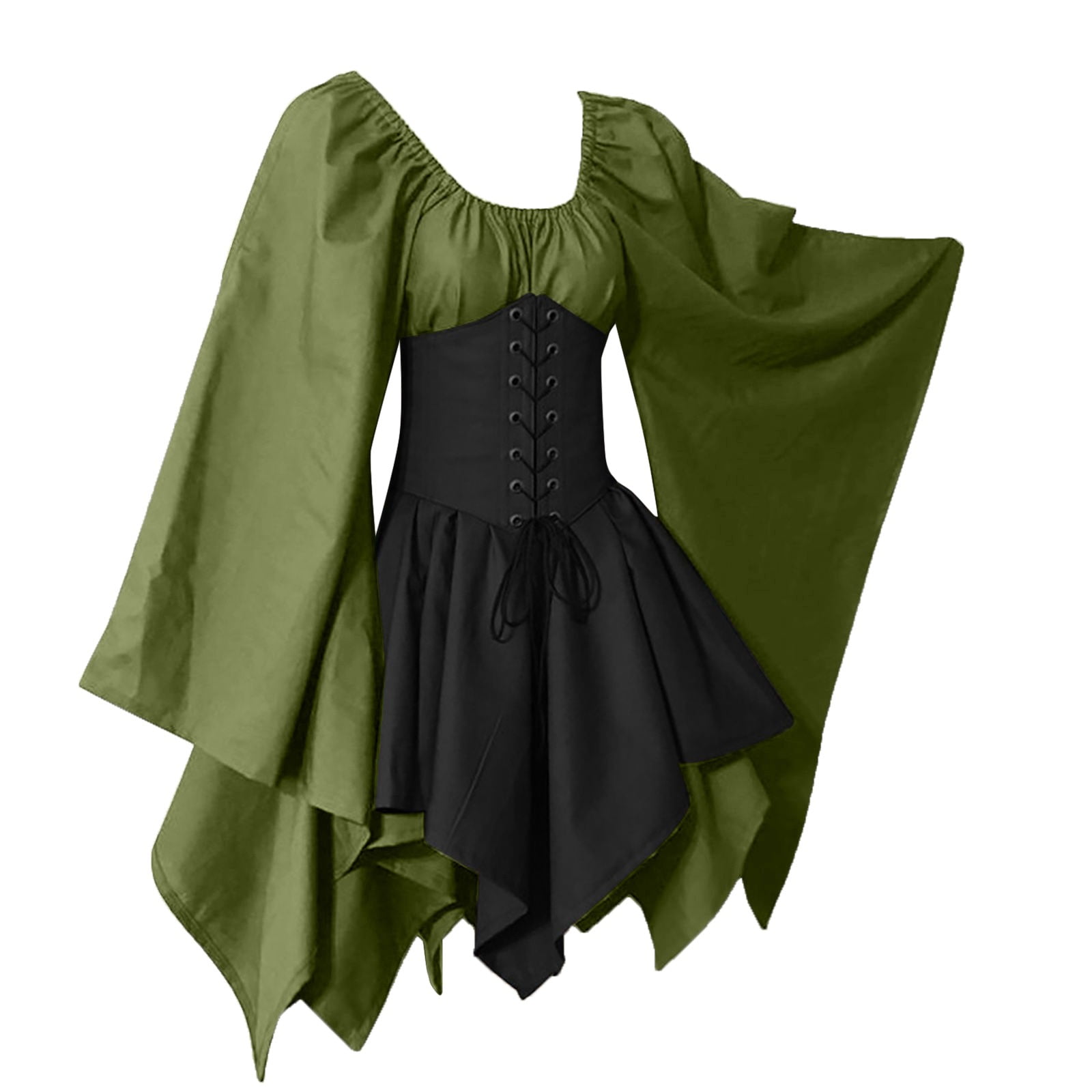 SEMIMAY For Womens Trumpet Sleeve Irish Shirt Dress With Corset ...