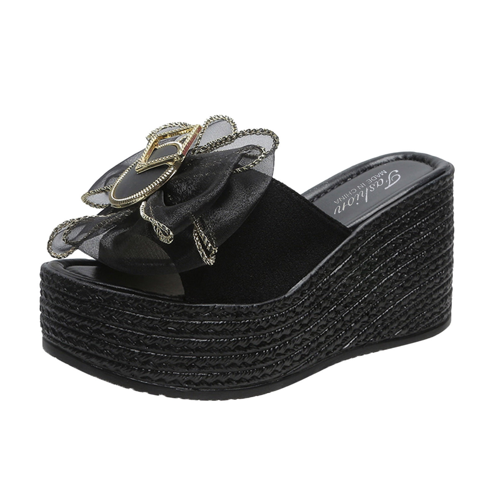 SEMIMAY Ladies Fashion Suede Mesh Flower Decoration Open Toe Waterproof ...