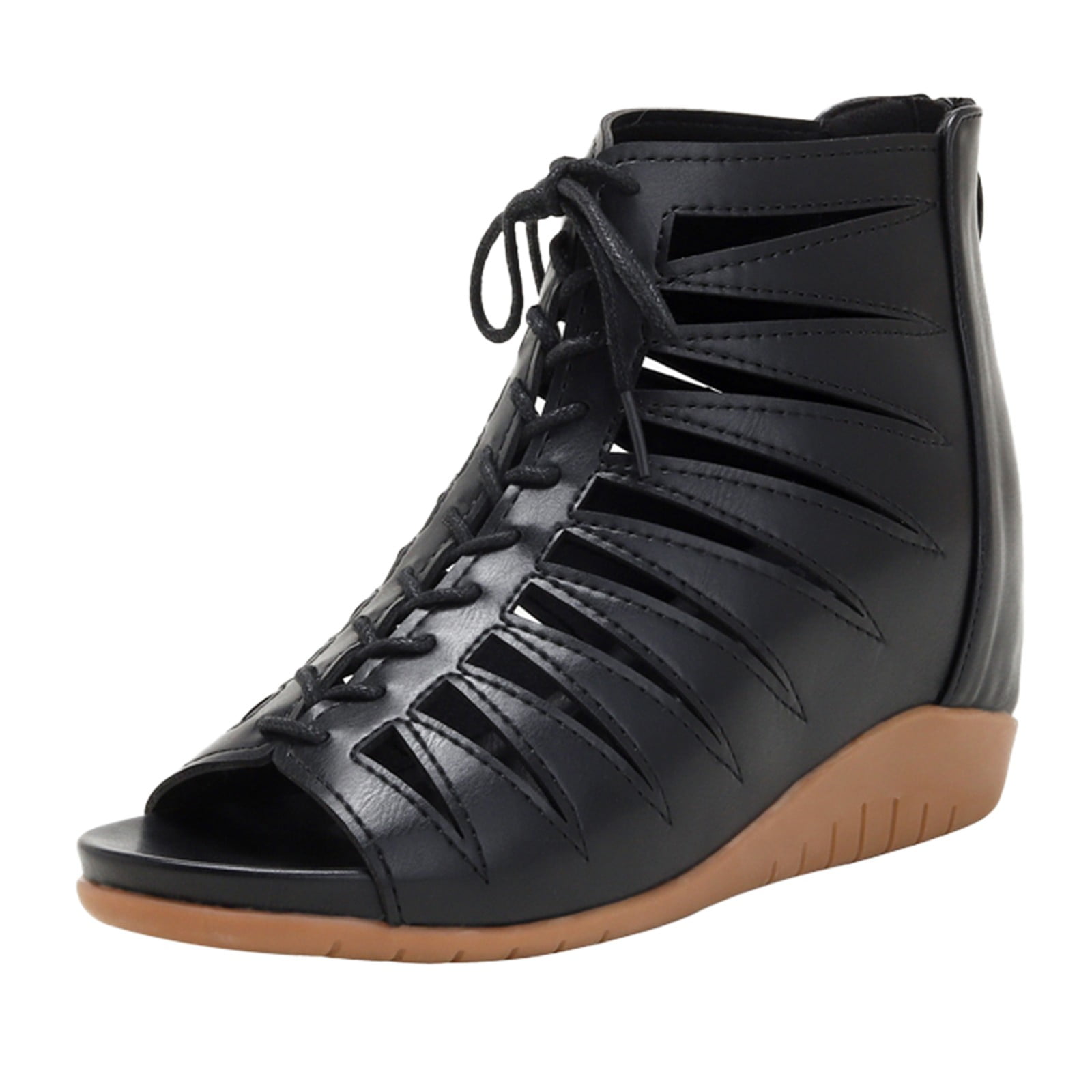 SEMIMAY Ladies Wedge Heeled Sandals Women Hollow Ethnic Fashion Roman ...