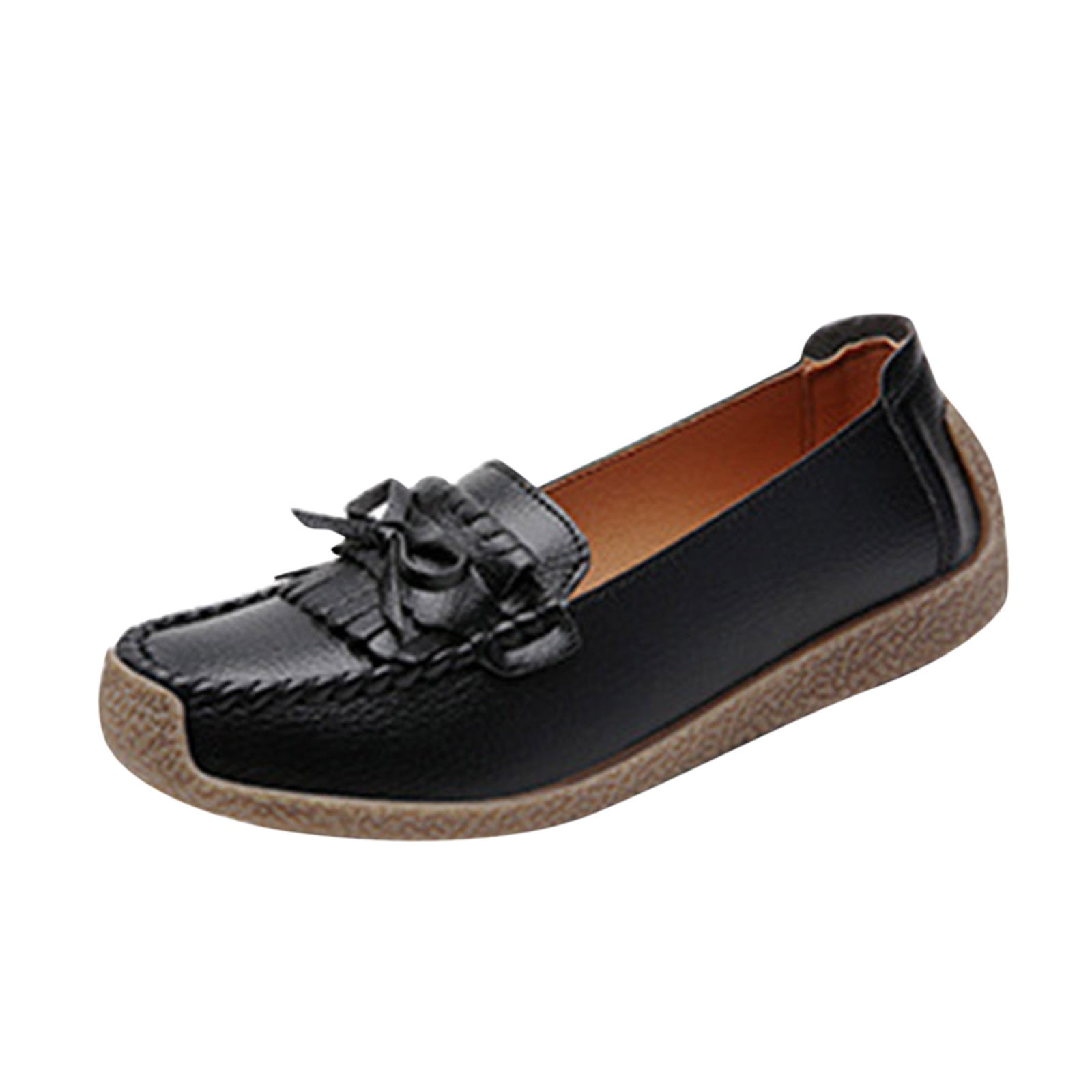 SEMIMAY Leather Beans Shoes Women Soft Sole Single Shoes New Footwear ...