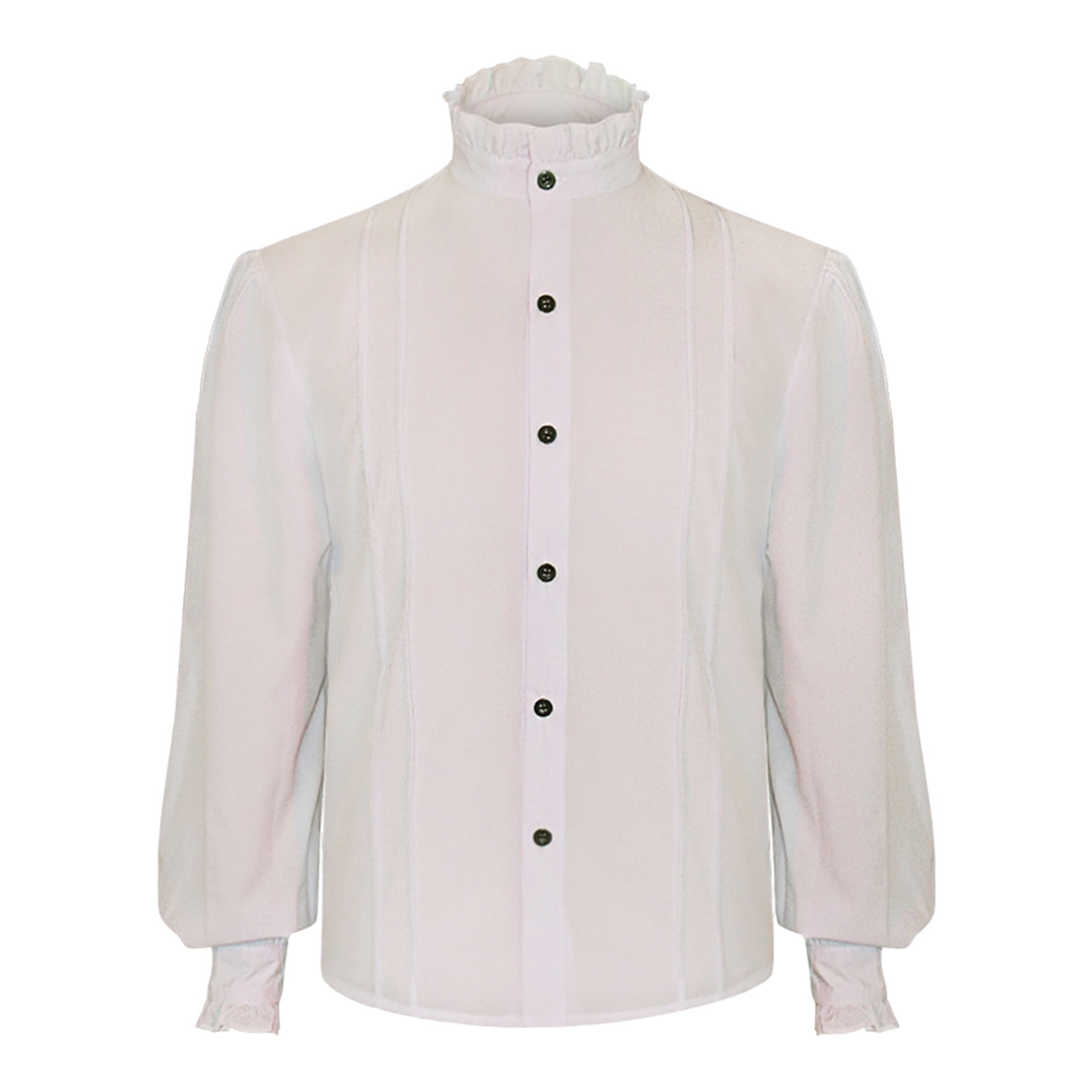 SEMIMAY Male Gothic Vintage Court Shirt Stand Collar Hem Lace Collar ...