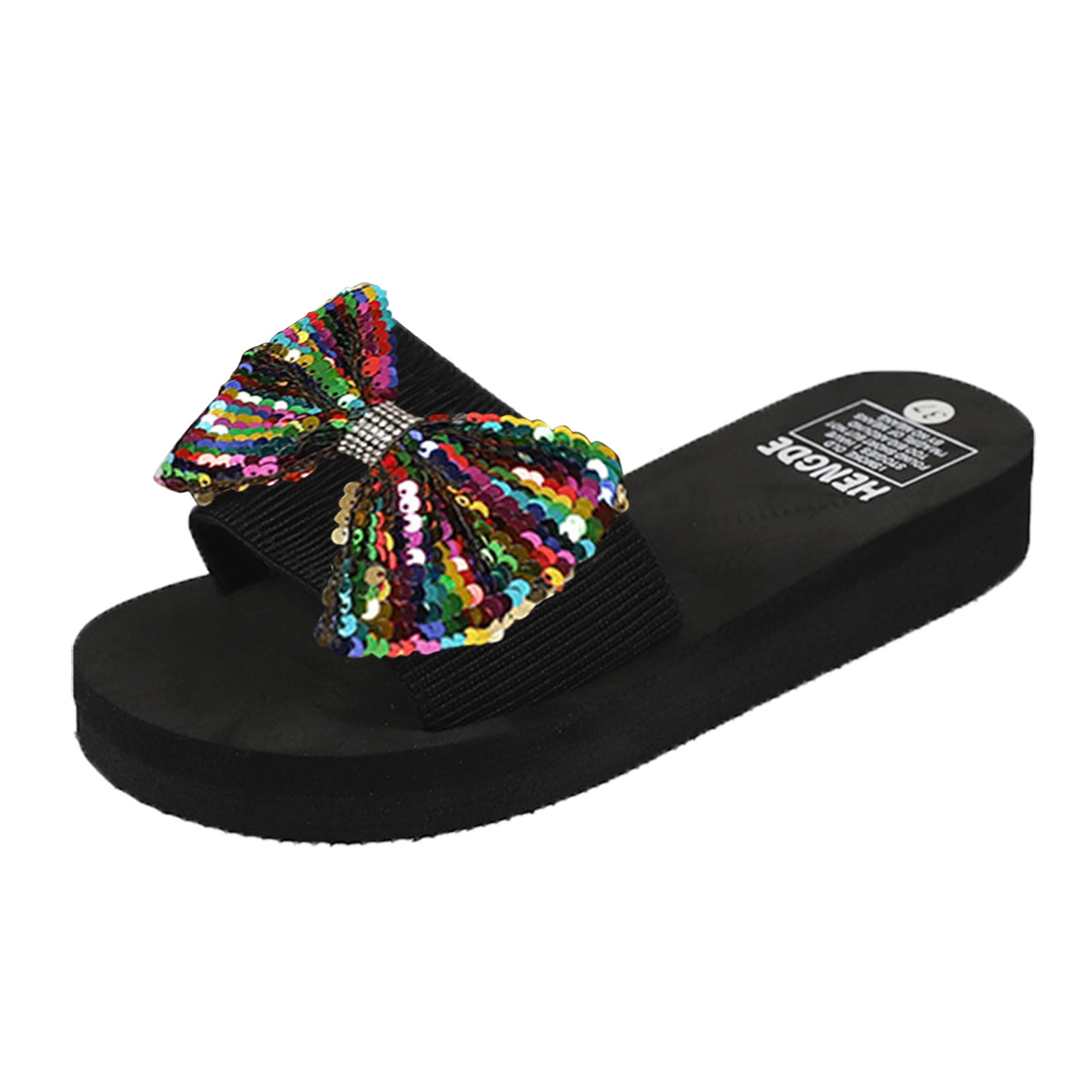 SEMIMAY Women Shoes Thick Sole Beach Sequin Slippers Sandals Summer ...