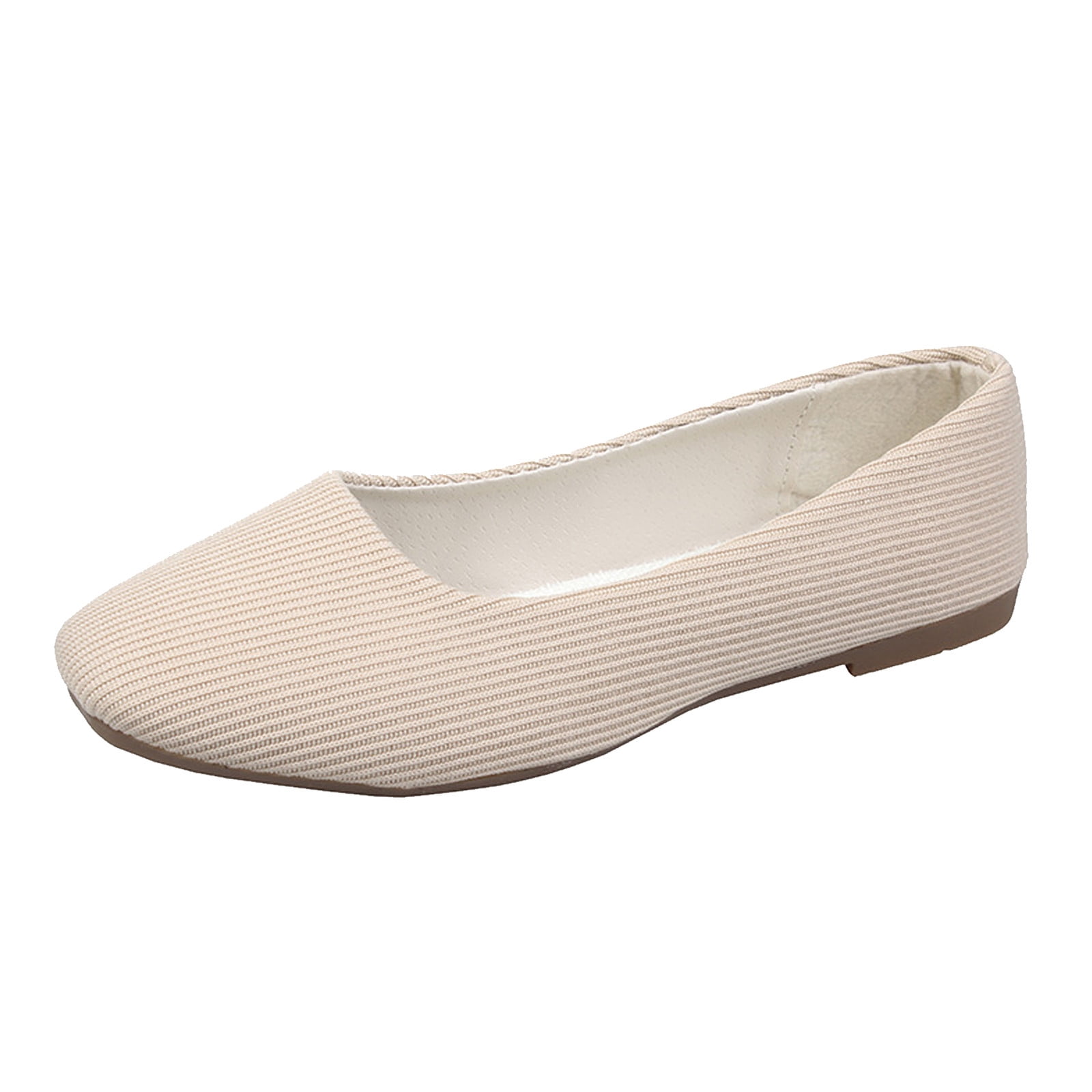 SEMIMAY Women Square Toe Flat Shoes Slip On Pointed Toe Shallow Mouth ...