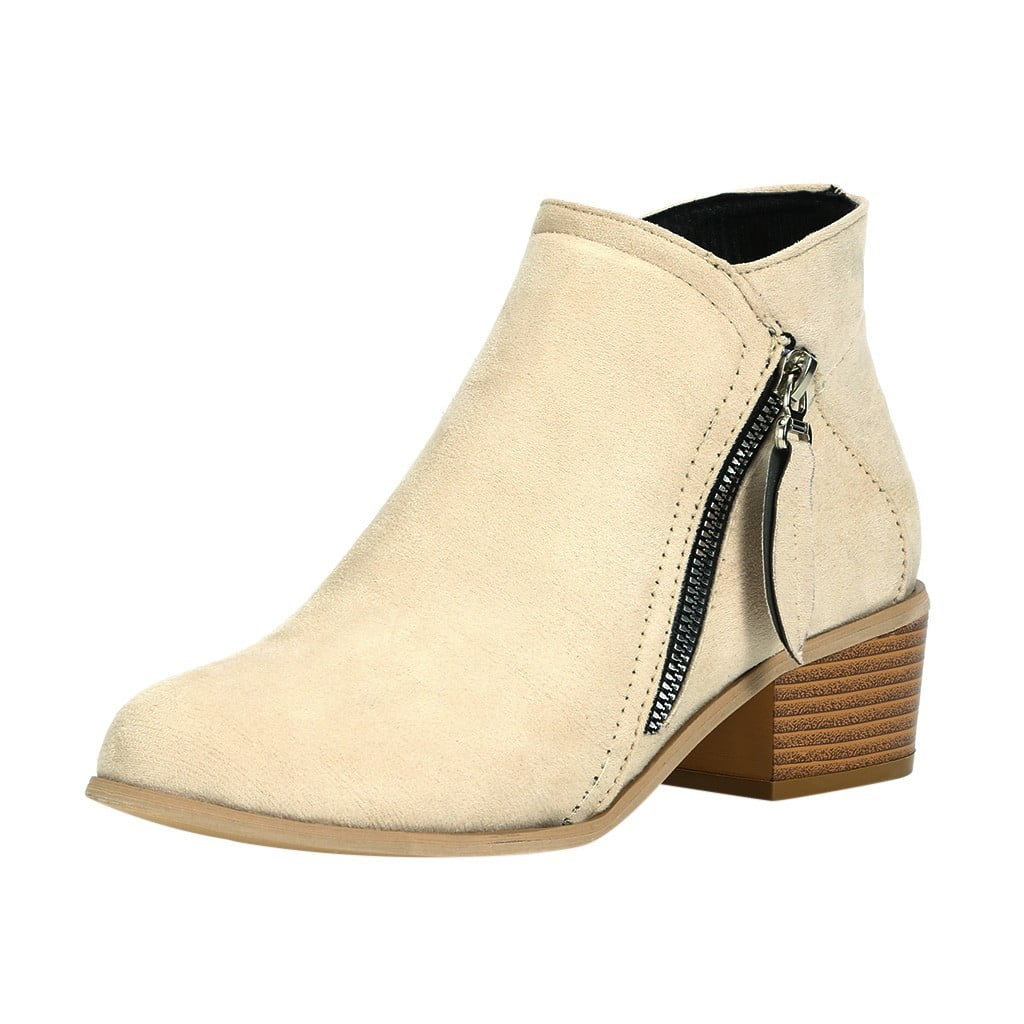 SEMIMAY Women's Fashion Girls Solid Sewing Thick Zipper Ankle Short ...