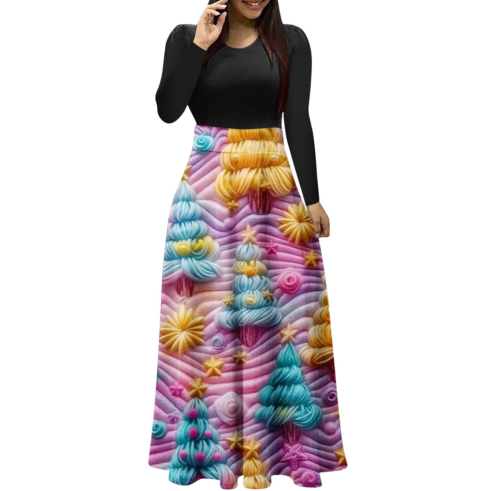 SEMPAI Clearance Plus Size Dresses Vacation Sun Dresses Long Sleeve ...