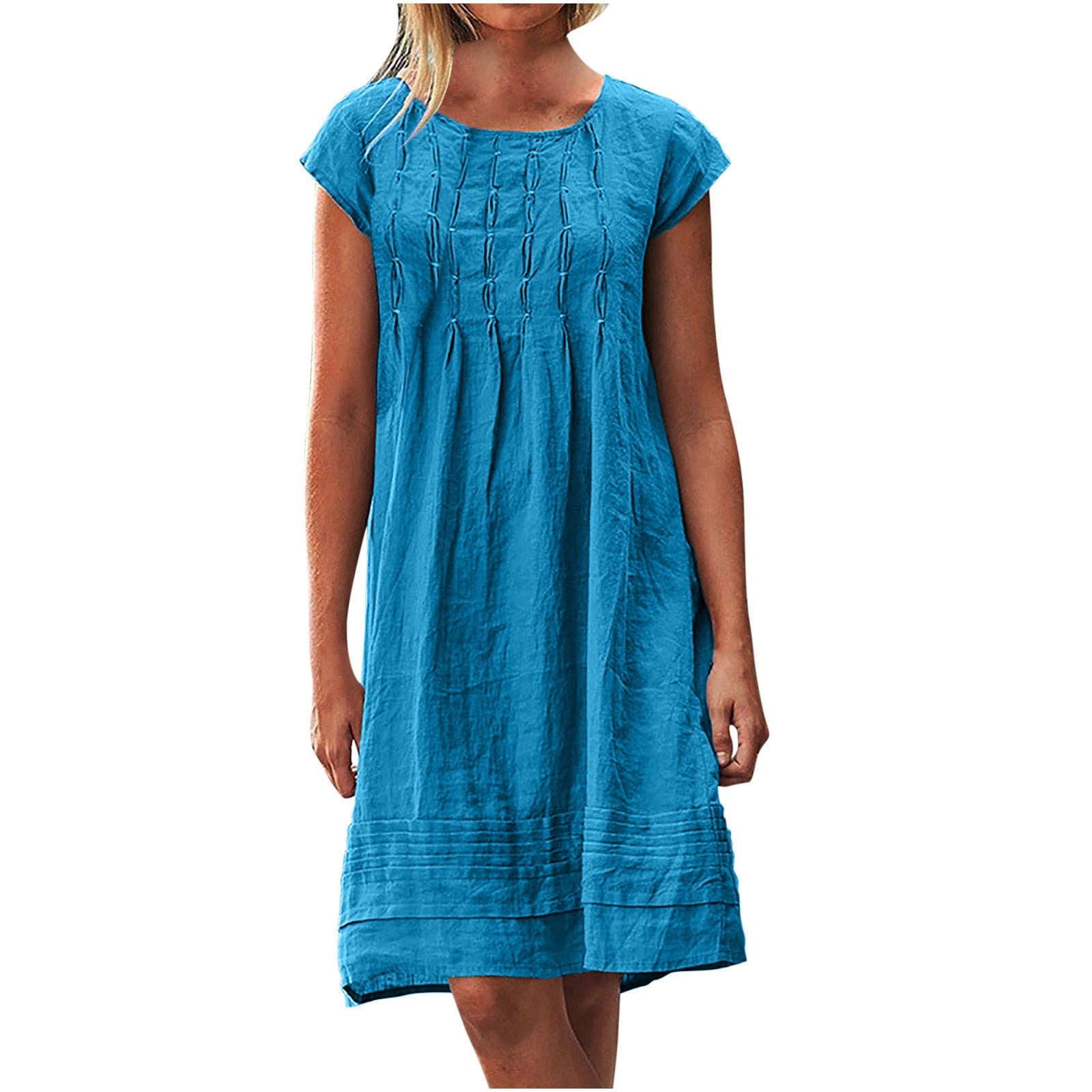 SEMPAI Summer Dresses for Women, Linen Cotton Midi Sundress, Casual ...