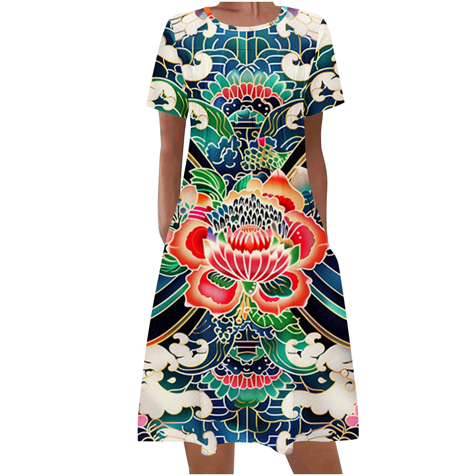 SEMPAI Summer Savings Summer Dresses Dresses Short Sleeve Crew Neck ...