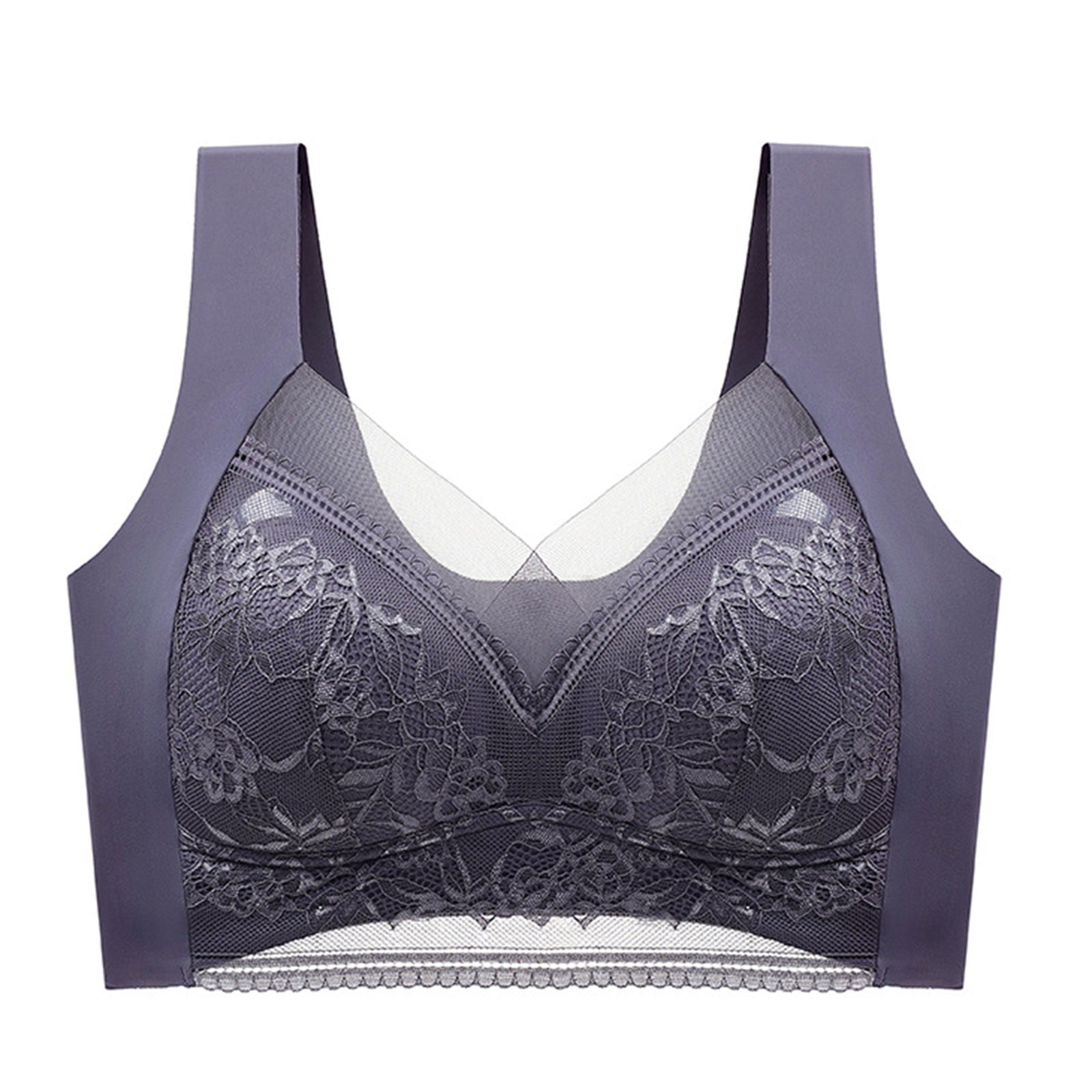 SEMPAI Wireless Bras for Women Lace Gathered Bra Plus Size Sports Bra ...