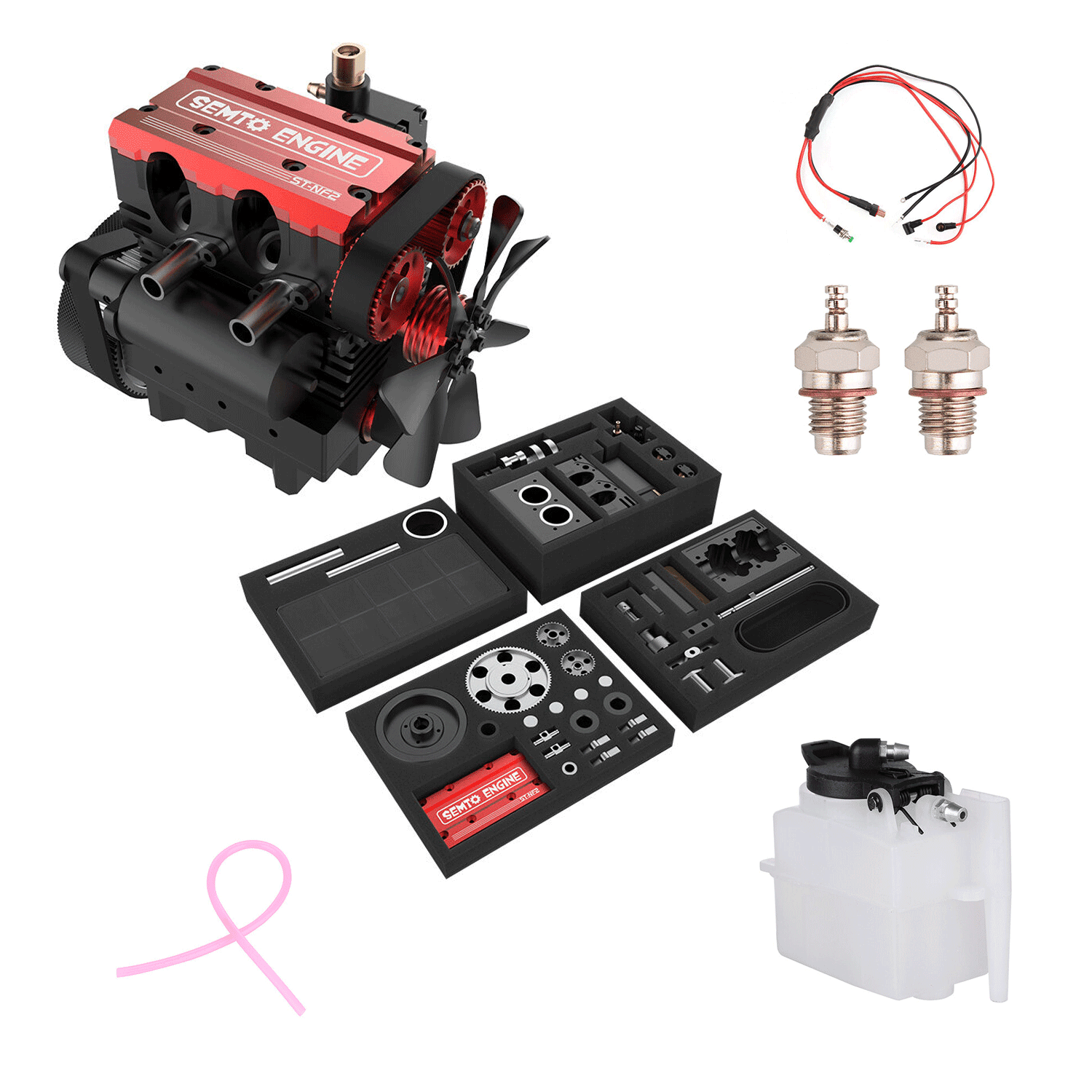 SEMTO Engine ST-NF2 7.0cc Mini Inline Double-Cylinder Four-Stroke Air ...