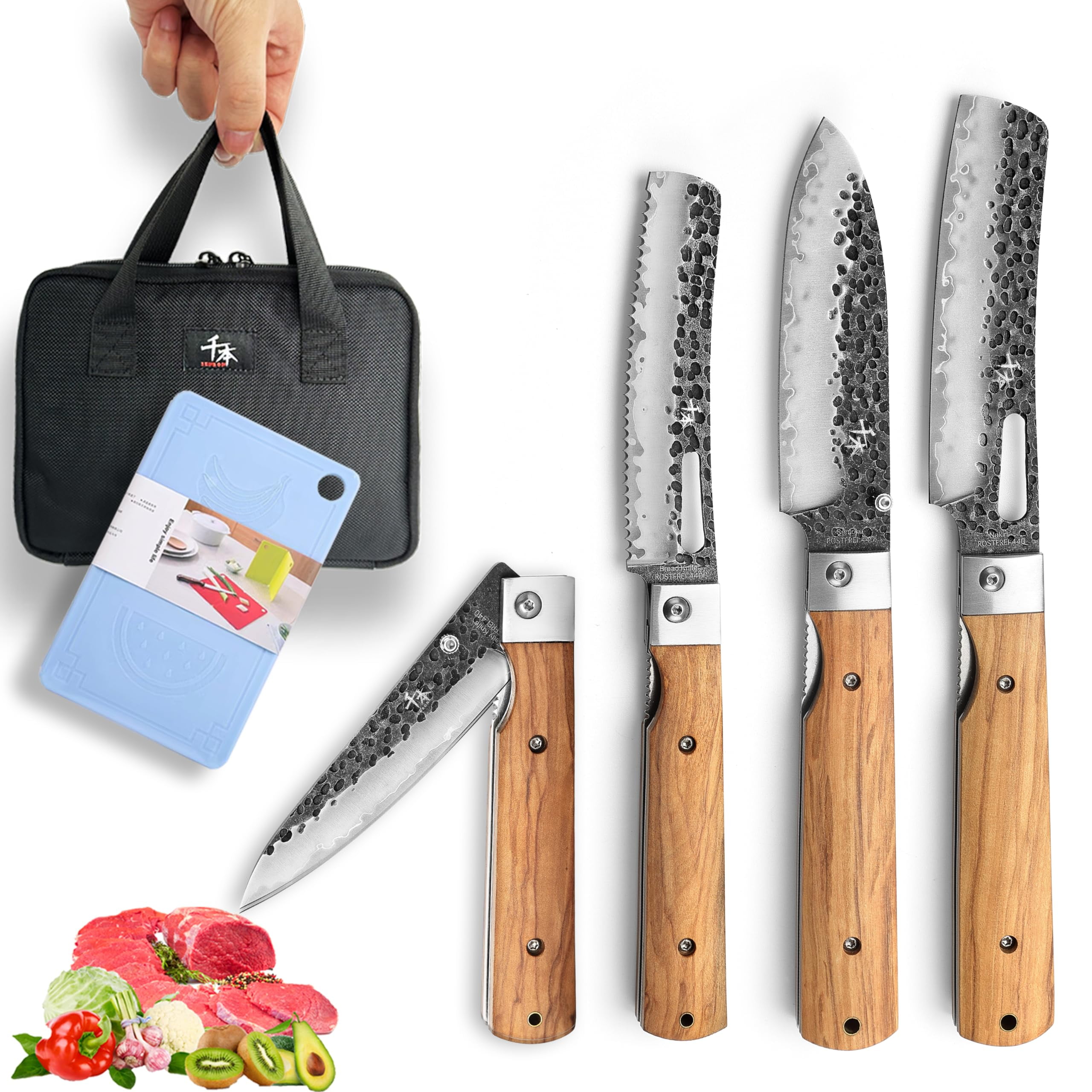 SENBON Forged 440 Stainless Steel Gift wrapped 4 piece set sharp pocket ...