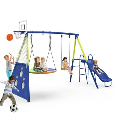 MODERNLUXE 1200LBS 14.7FT Metal Swing Sets,Heavy Duty Kid Swing Sets ...