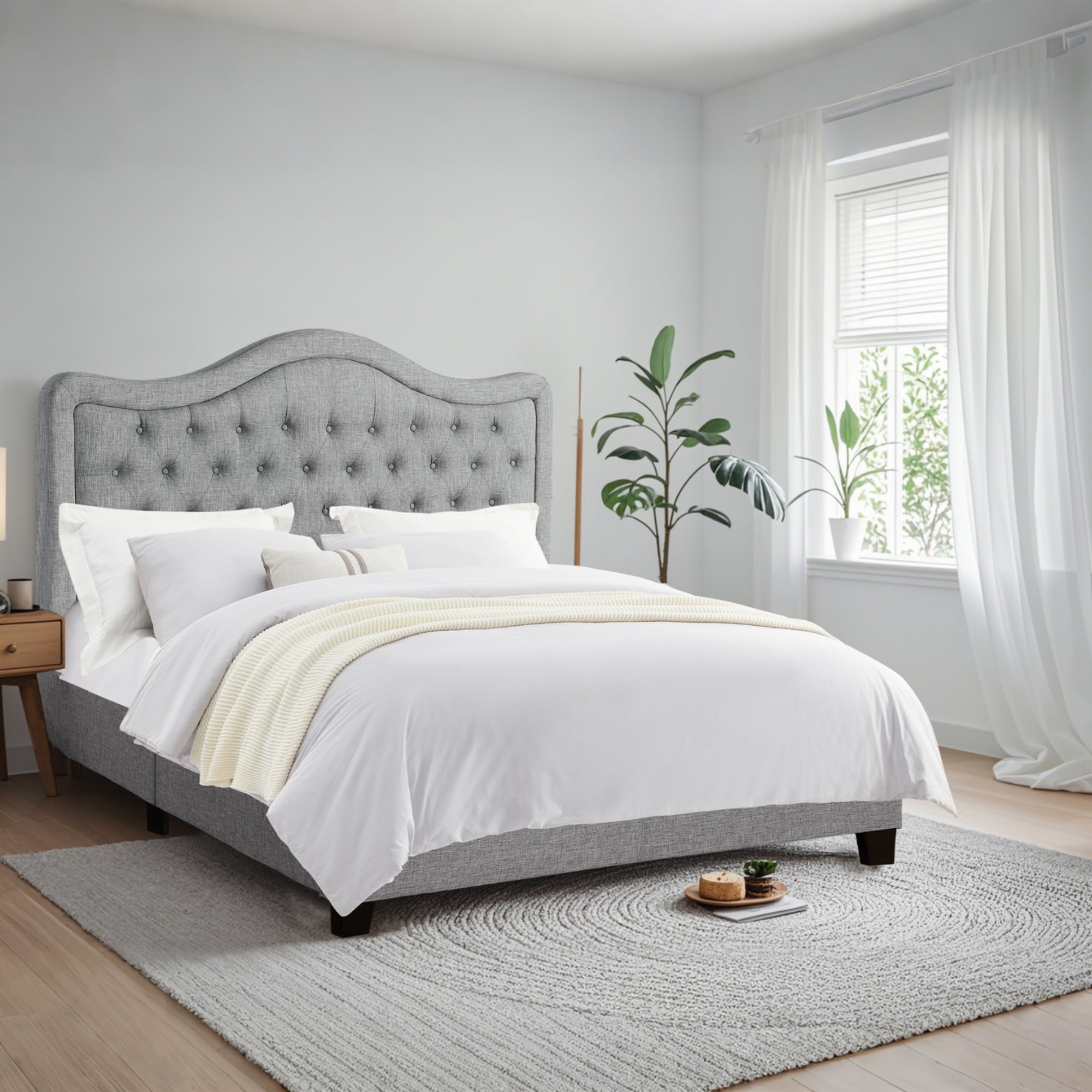 SENCHO GINSYTALIOR Upholstered Fine Polyester Tufted Button Easy ...