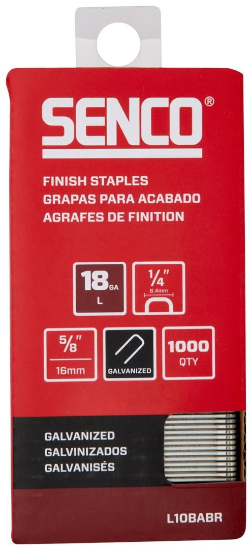 SENCO L10BABR 5/8" 18 Gauge 1/4" Crown Finish Staples, Galvanized ...