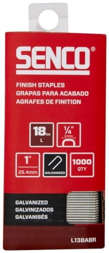 SENCO L13BABR 1" 18 Gauge 1/4" Crown Finish Staples, Galvanized Finish 1,000 Count Pack ...