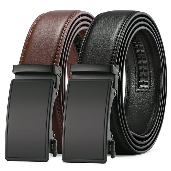 2 Pack Ratchet Belt Men, Men Leather Belts in Gift Set Box for Dress ...
