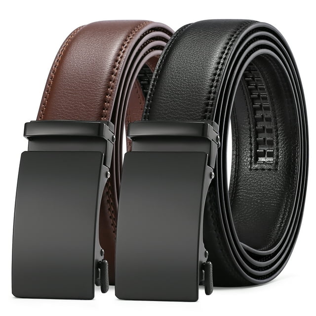 SENDEFN 2 Pack Ratchet Belt for Men,Mens Leather Belt in Gift Set Box ...